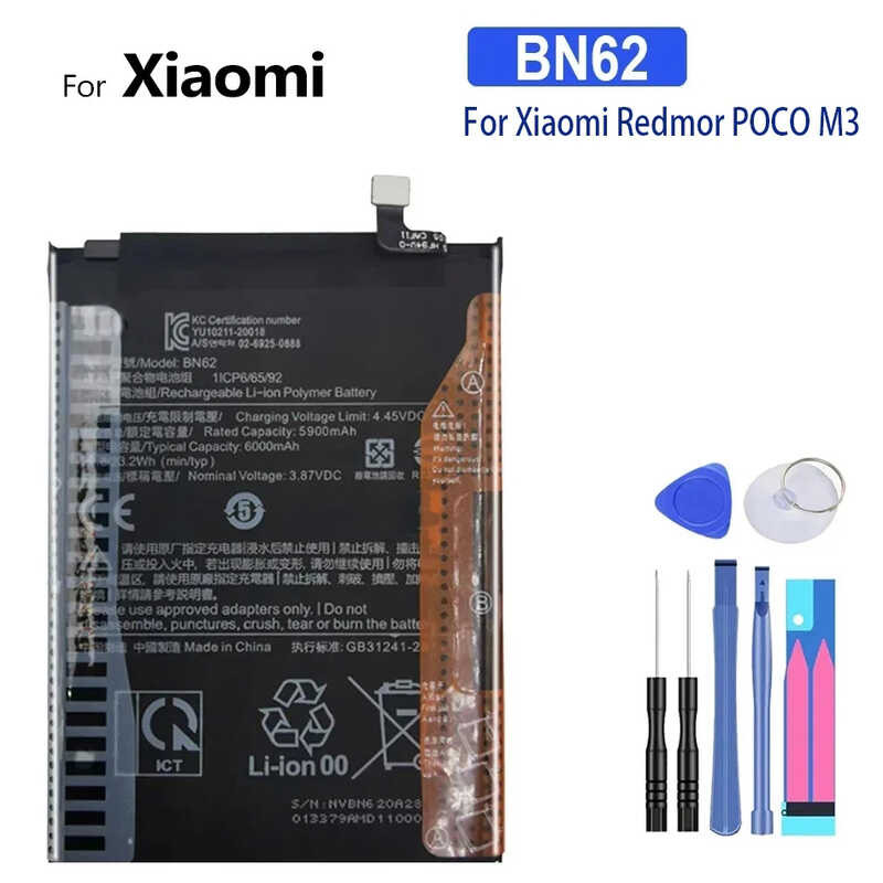 BN62(para Version) 6000mAh original Battery para sa Xiaomi POCO M3 ...