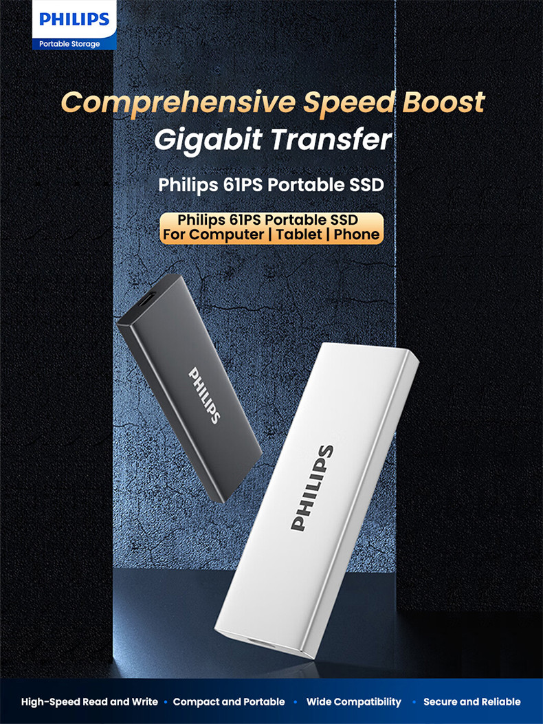 PHILIPS PSSD Portable Solid-State Drive Mobile Solid State Drive 1t Large Capacity High-speed 2t ...