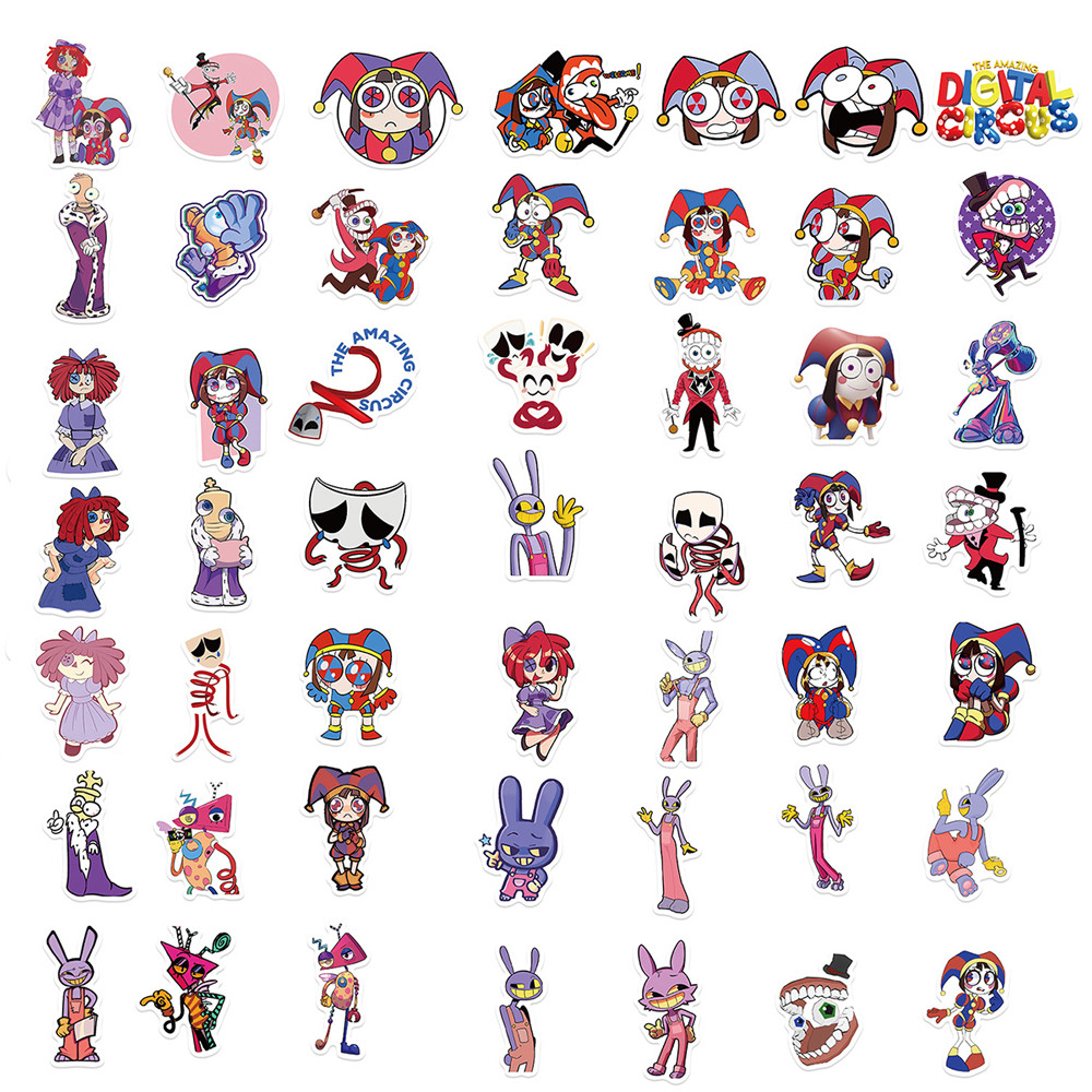 MUYA 50pcs The Amazing Digital Circus Stickers Pack Waterproof Cartoon ...