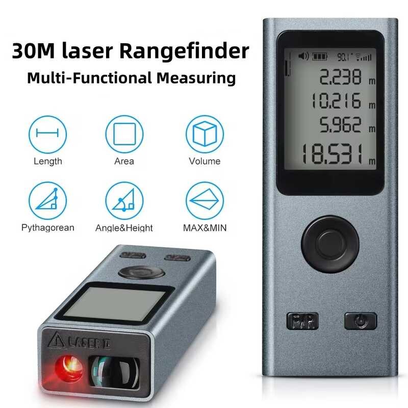 30M Mini Rangefinder Digital Tape Measure Laser Ruler USB Charge ...