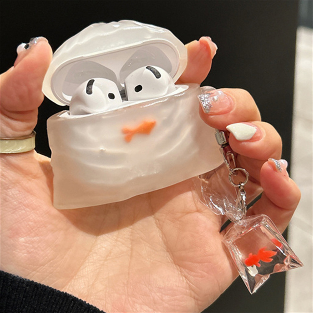 Airpods 4 Funny Cute 3D Goldfish Bag Silicone Earphone Case For Airpods ...