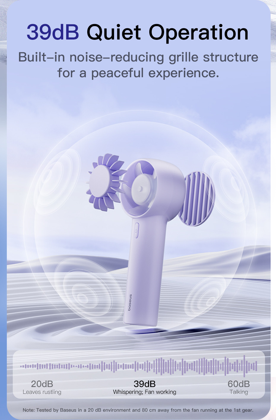 Baseus Handheld Fan DT1 Mini Fan USB Rechargeable Protable Fan 4 Hours ...