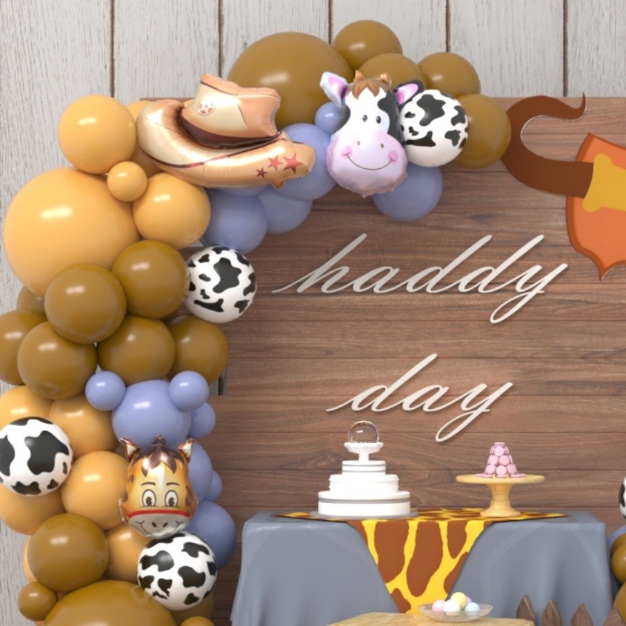 Cowboy Theme Balloon Set with Cowboy Hat, Cow Head, Horse Head Aluminum ...