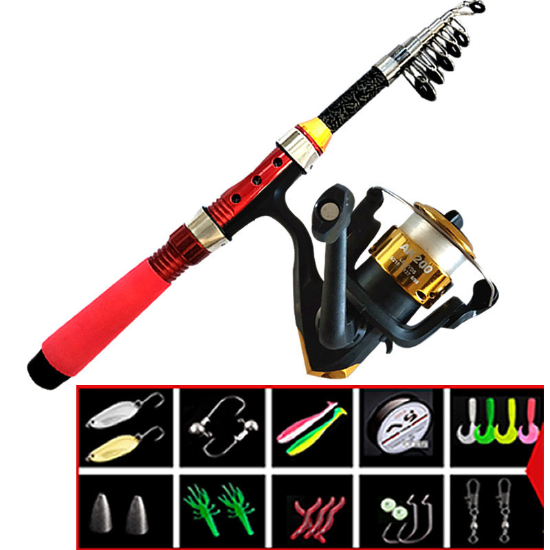 Carbon Telescopic Luya Rod Set Fishing Rod Complete Set Portable Short ...