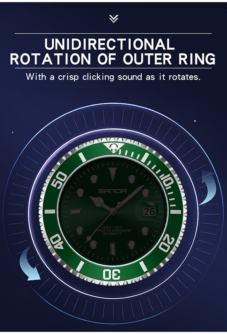 SANDA Successful Men's Sparkling Charm Automatic Mechanical Watch ...