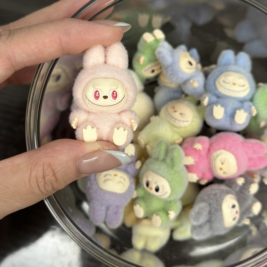 Mini Cute Labubu Doll Flocking Vinyl Kawaii Doll Pendant Accessories ...