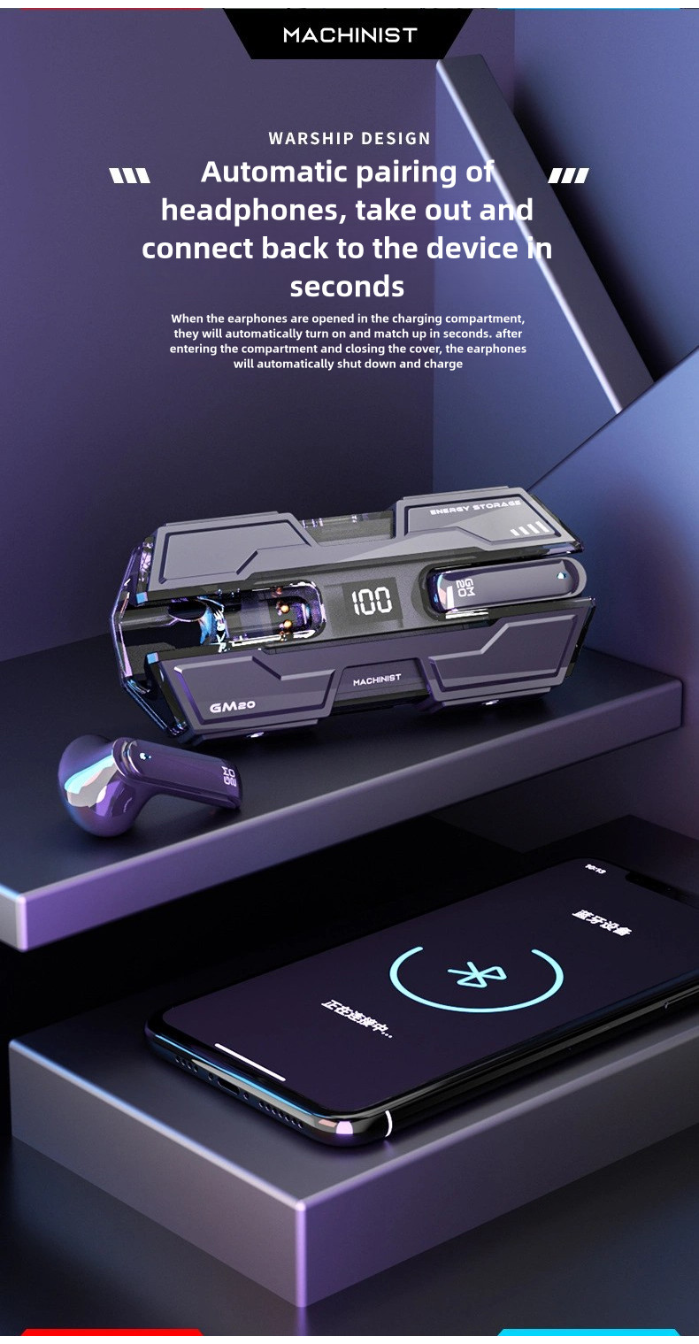 Earphone Bluetooth Mech-style Wireless Earbuds Bluetooth Headphones ...