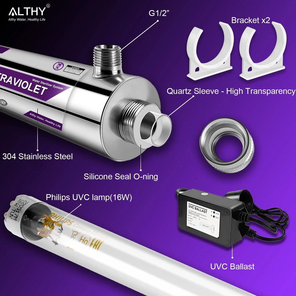 ALTHY UV Water Sterilizer System UV Lamp Ultraviolet Light Purifier ...