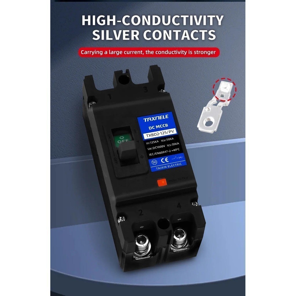 TAXNELE DC MCCB 2P 250A 1000V DC Solar Molded Case Overload Protector ...