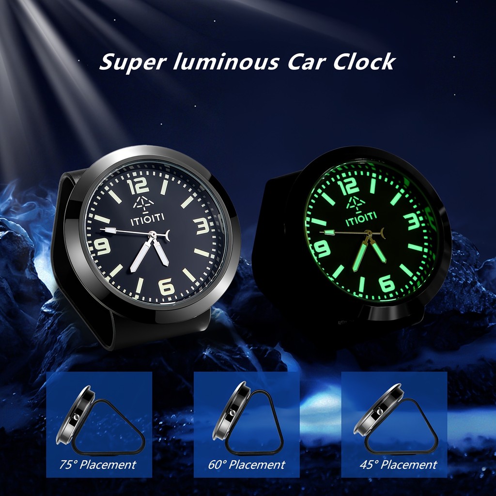 1 Set Car Pointer And Font Super Luminous Decorative Clock Car Clock ...
