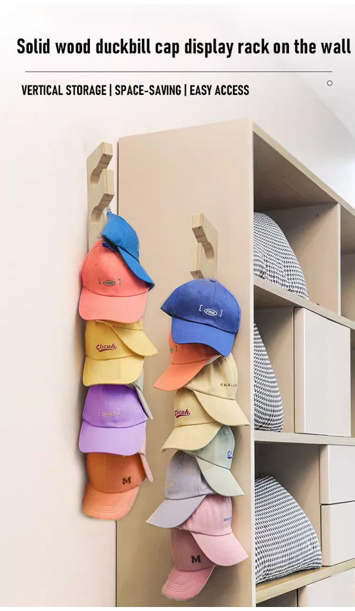 Wall-mounted Solid Wood Cap Display Rack/Baseball Hat Rack Hanging Over ...
