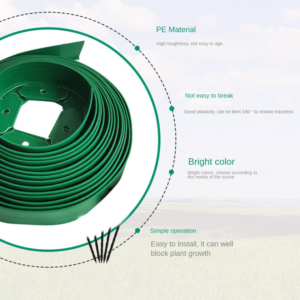 Yo-Fun 10m /5m Plastic Garden Edging Border Flexible Lawn Grass Edging ...