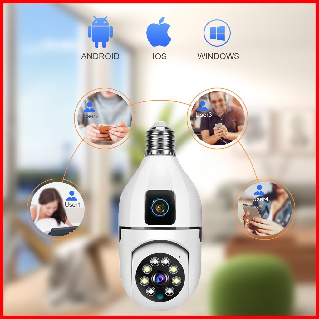 ۩ ☑ Huawei V380 CCTV Dual Lens Bulb Camera Indoor 5MP IP Wifi Camera ...