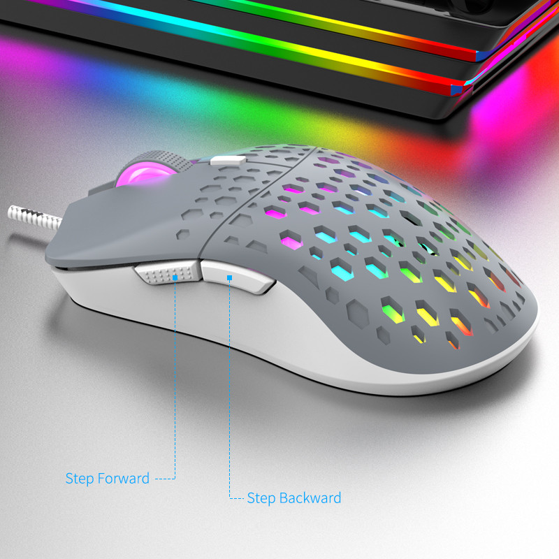 METMI x Raiku G701 RGB Wired Gaming Mouse - Honeycomb Shell Design 4 Adjustable DPI Led ...