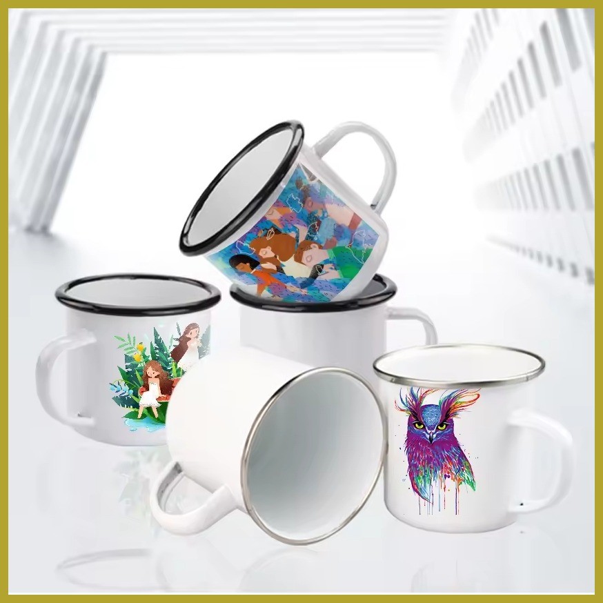 Enamel Mug 10oz Camping Mug Subli-Coated Plain White Mug Personalized ...