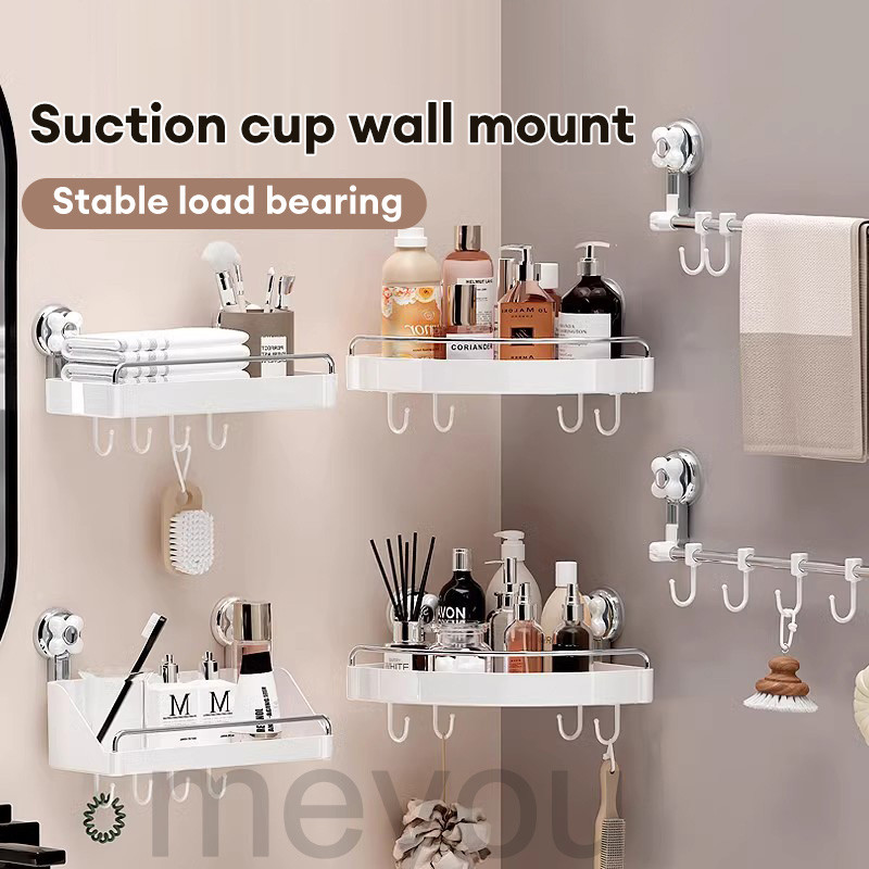 VISION Bathroom Shelf Organizer White Bathroom Rack Punch-Free Triangle ...