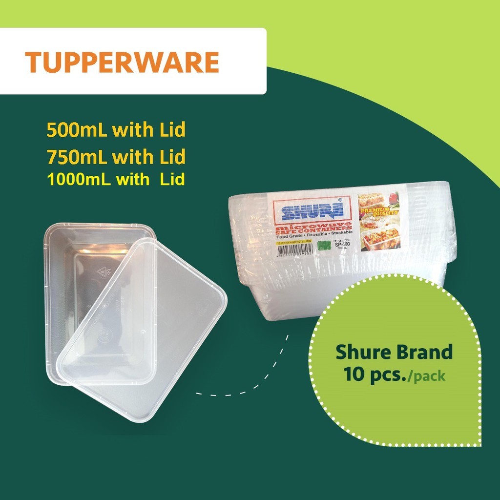 ♞Disposable Microwavable Rectangle Tupperware with Lid (10 pcs ...