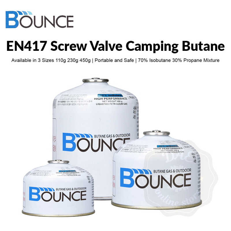 BOUNCE Camping Butane Gas Screw Type Vae 110G 230G 450G Isobutane Fuel ...