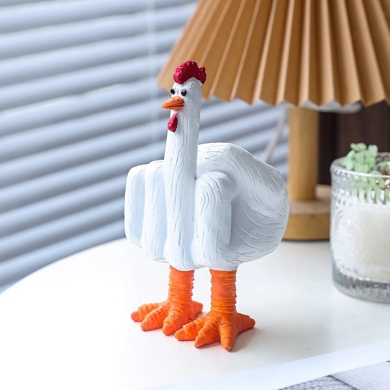 Creative and quirky middle finger chicken statue ornament Modern art ...