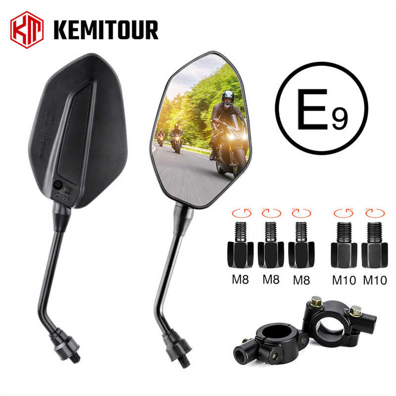 Motorcycle 4 Side Emark Universal 7/8" 22mm Clamp M8 M10 Rear View Mirror for Motorbike ...