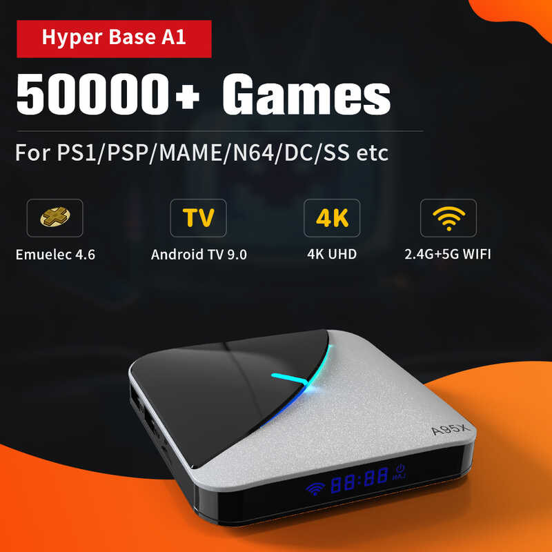 389 Retro Console Hyper Base A1 4K UHD ATV Box 70+ Emulators For Ps1 ...