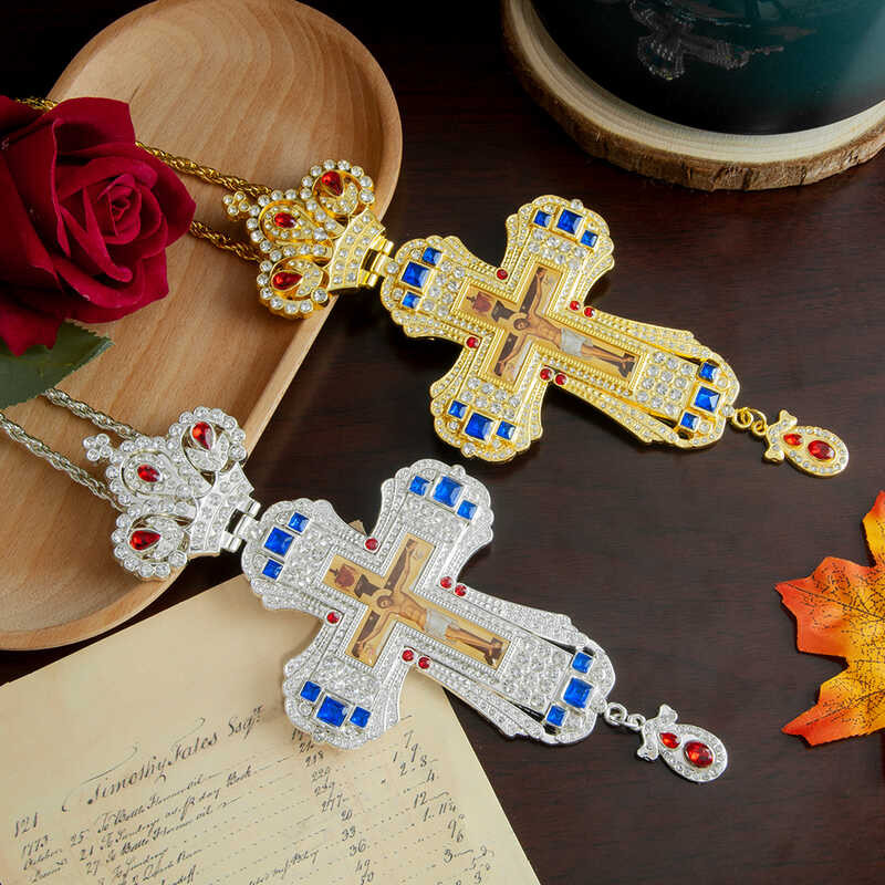 New Eastern Orthodox Church Gold Plated Metal Jesus Icon Pendant Cross ...