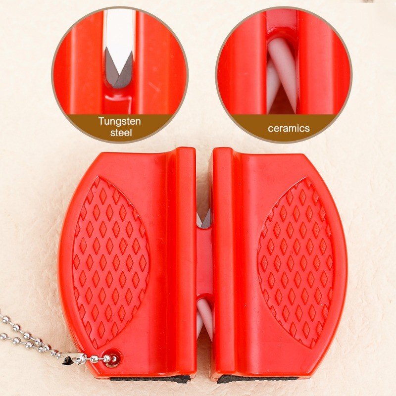 Mini Knife Sharpener with Keychain Tungsten Steel Ceramic Rod Outdoor ...