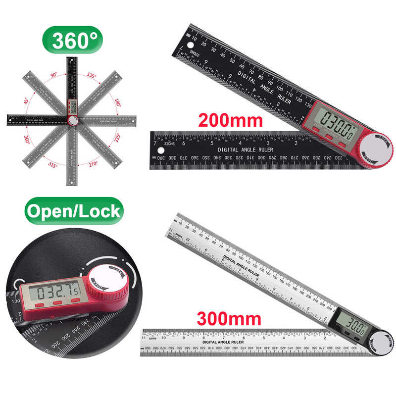 2-in-1 e Digital Meter Incometer 360 Degree Electronic Ruler Goniometer ...