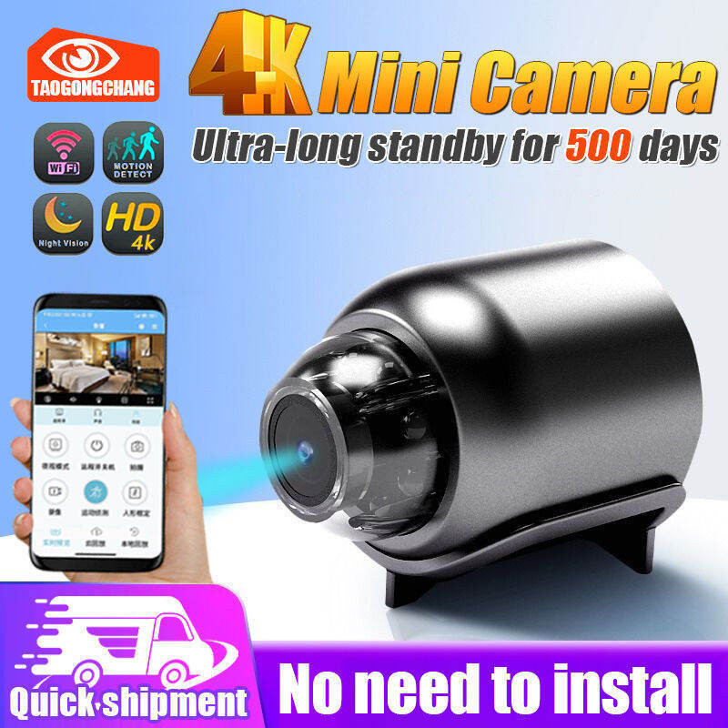 4K HD Hidden 180 Degree Wide Angle Smart Night Vision Mini Portable Spy ...