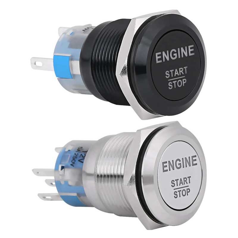 Xj 12V White LED Stop Push Car Start Switch Engine Starter Button ...