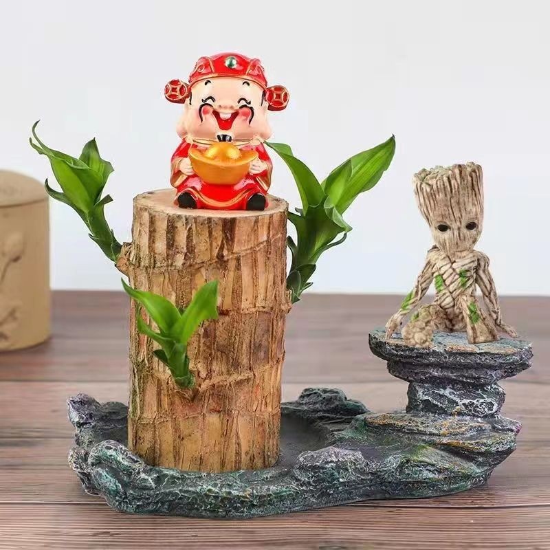 Lucky Brazilian Wood Batan Gilt Basin God Of Wealth Groot Cute Baby ...