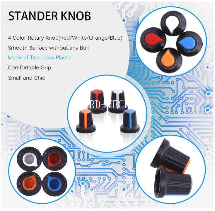 689 75Pcs B5k 10K 20K 50K 100K Ohm Knurled Shaft Ear Rotary Taper ...