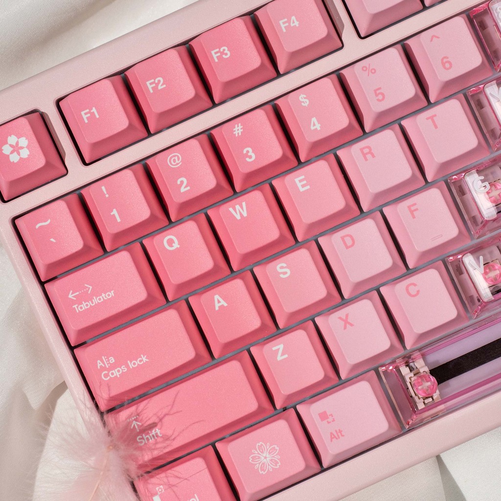 Gradient Pink Keycaps PBT+PC Light through Cherry profile Keycaps set ...