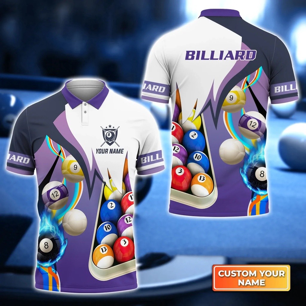 Men's custom 3D Printed Polo Shirt, 8-ball billiard shirt, Thunderbolt ...