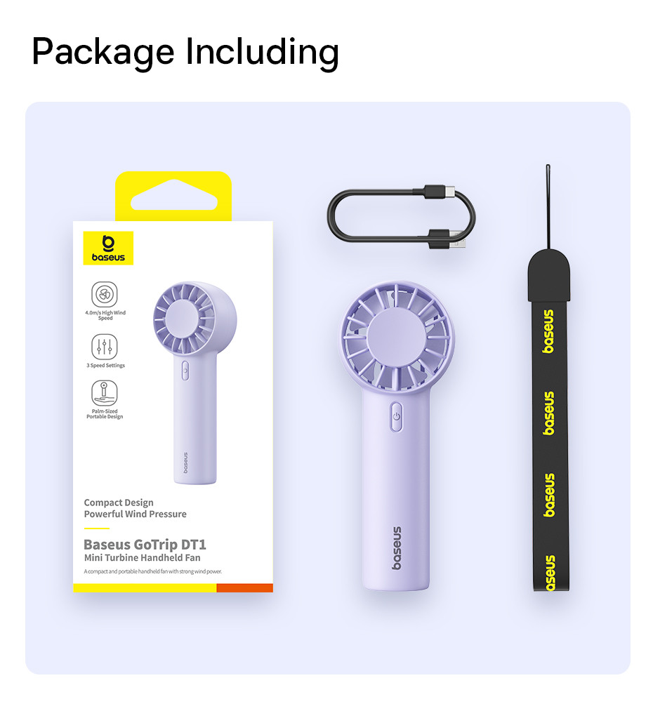 Baseus Handheld Fan DT1 Mini Fan USB Rechargeable Protable Fan 4 Hours ...