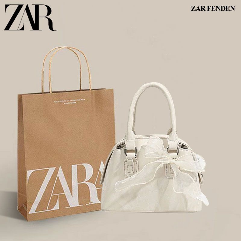 ZARA Original Simple Bow Boston Bag 2025 New Style Casual All-Match ...