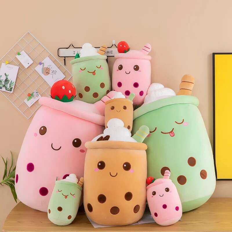 Boba Plushie Kawaii Room Decor Bubble Tea Plush Toy Stuffed Ice Cream ...