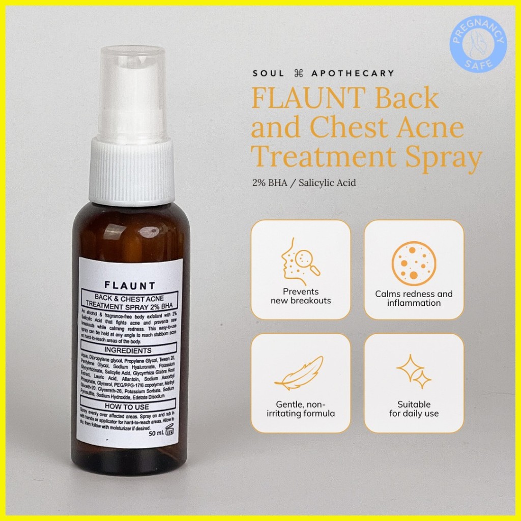 ☂ SOUL APOTHECARY: FLAUNT Back and Chest Acne Treatment Spray (2% BHA ...