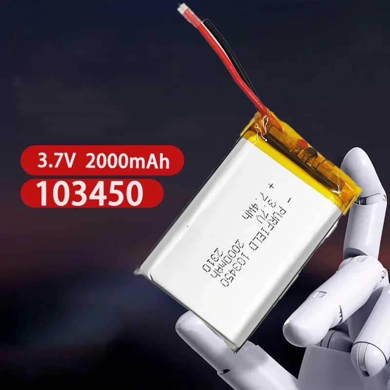 103450 2 3.7V 2000Mah Lipo Polymer Lithium Rechargeable Battery For Mp3 GPS Navigator DVD ...