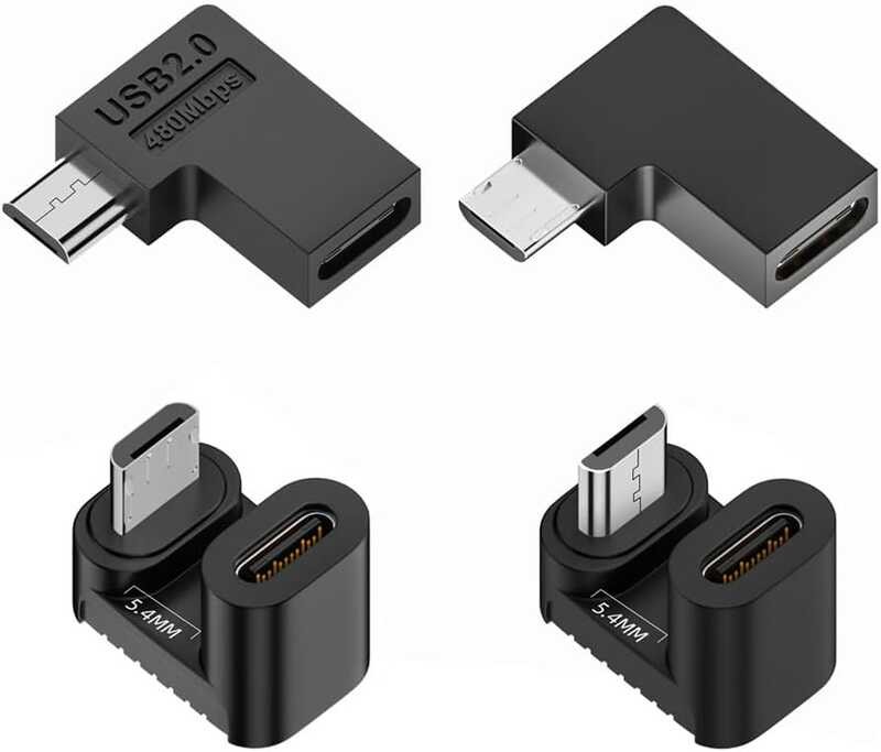 degree Xiwai 90/360 angled USB-C to adapter 4-piece set, USB2.0 Type C female to Micro USB male ...