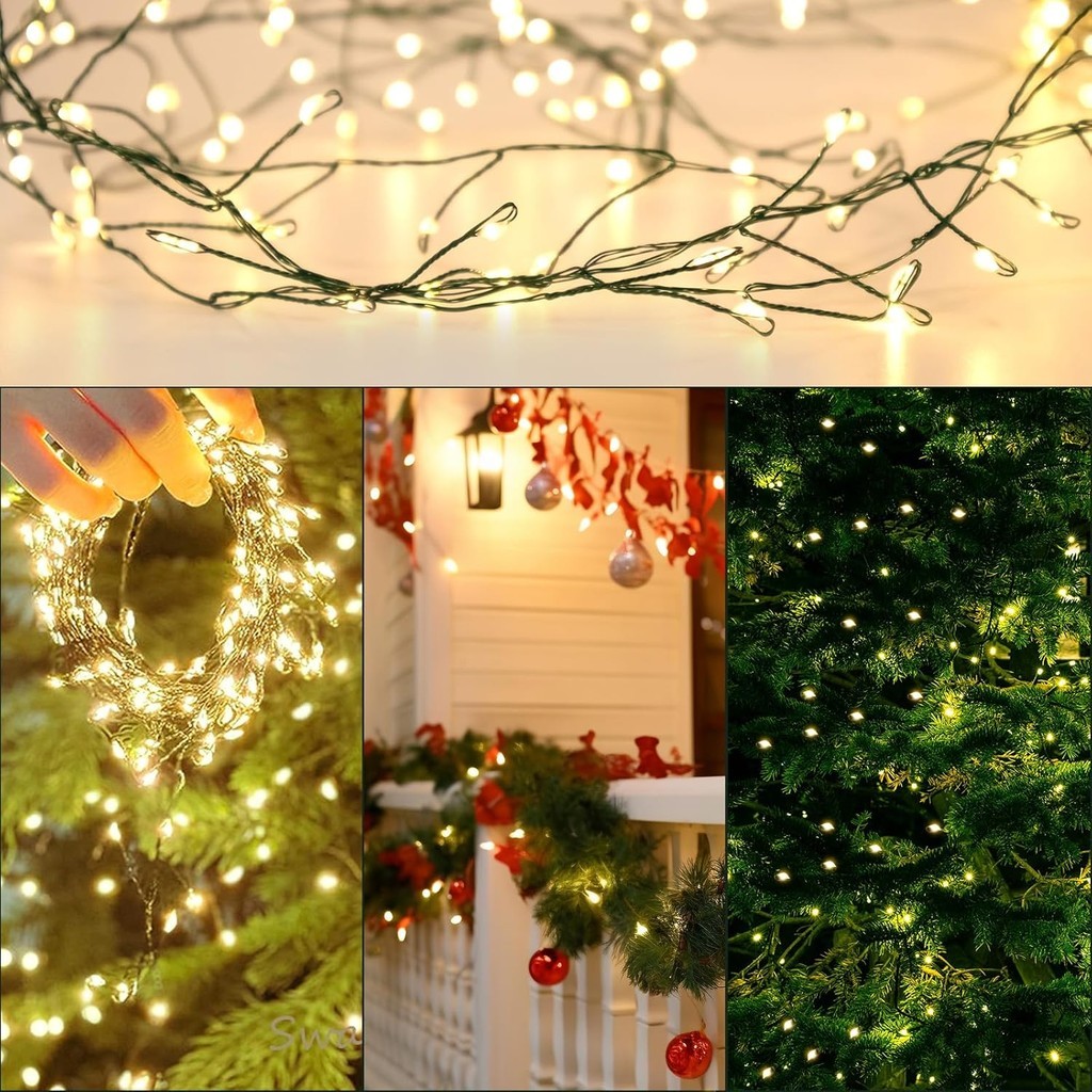 20/30/50/75m Per Roll Christmas Lights Plug in With Remote Green Wire ...