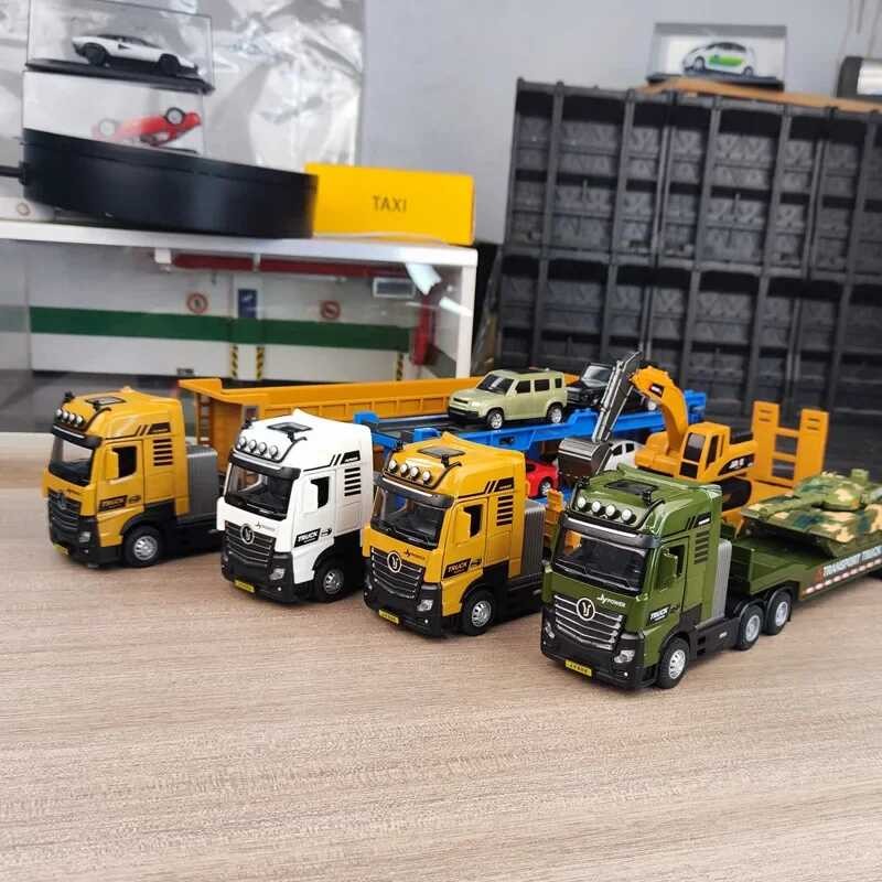 Excavator Diecast Transporter Car Toys 1/50 Scale Alloy Engineering Vehicle Model Set Kids Boys ...