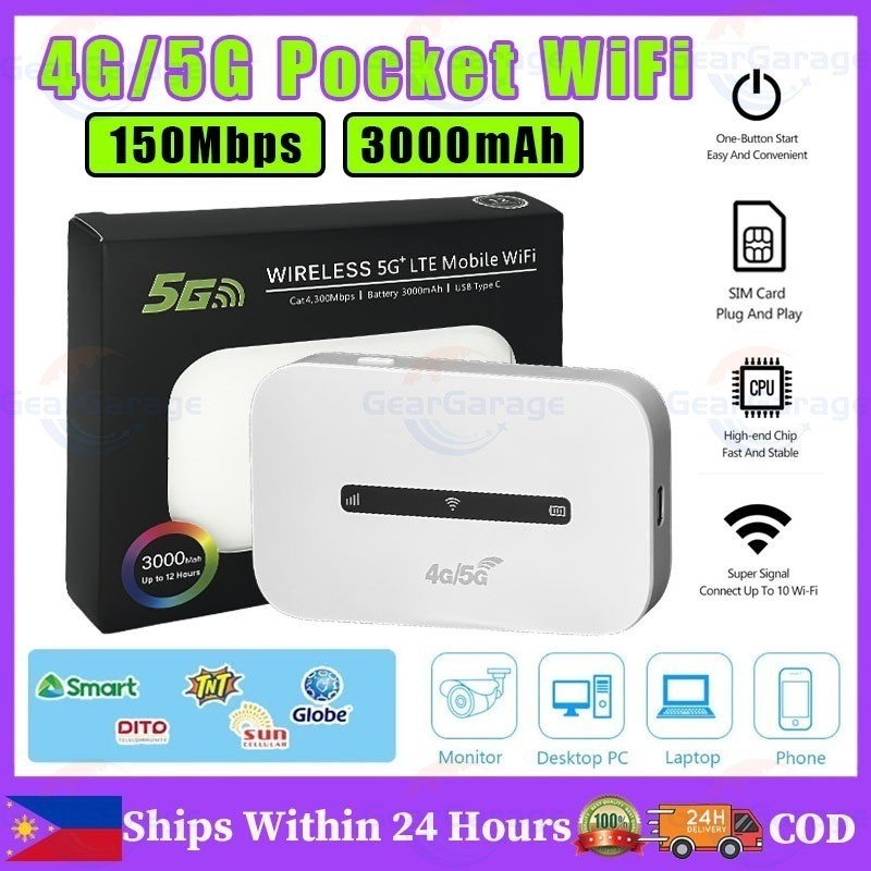 M6 4G 5G Pocket WiFi Router 150Mbps Openline 4G LTE Wireless Hotspot Router Modem 3000mAh ...