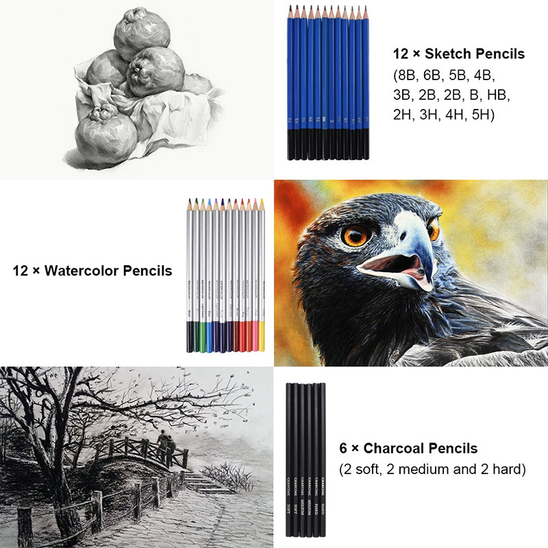 Drawing Sketch Pencil Set Professional Art Set With Sketch Graphite ...