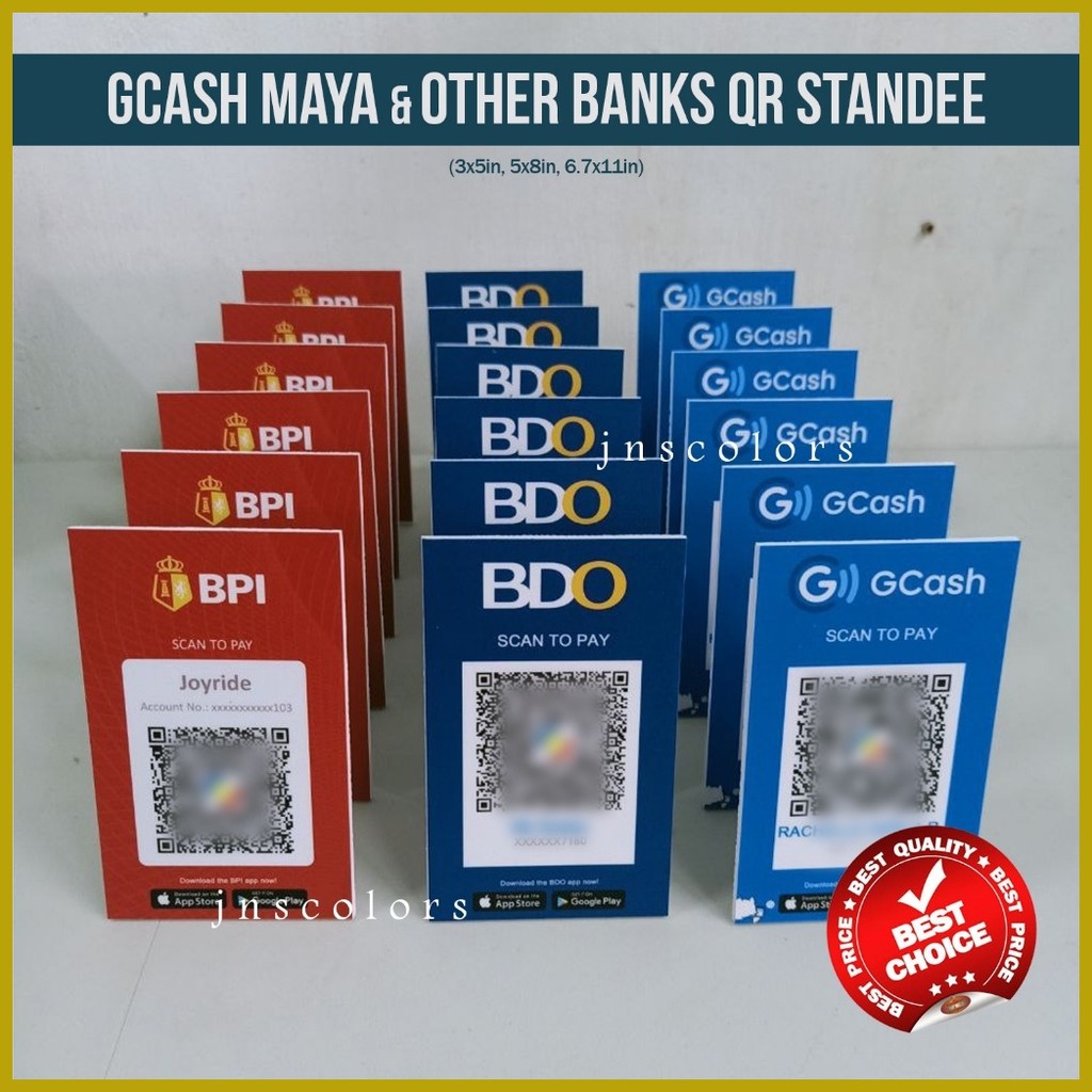 Gcash Maya QR Code Standee Board Signage BDO UB Gotyme and other banks ...