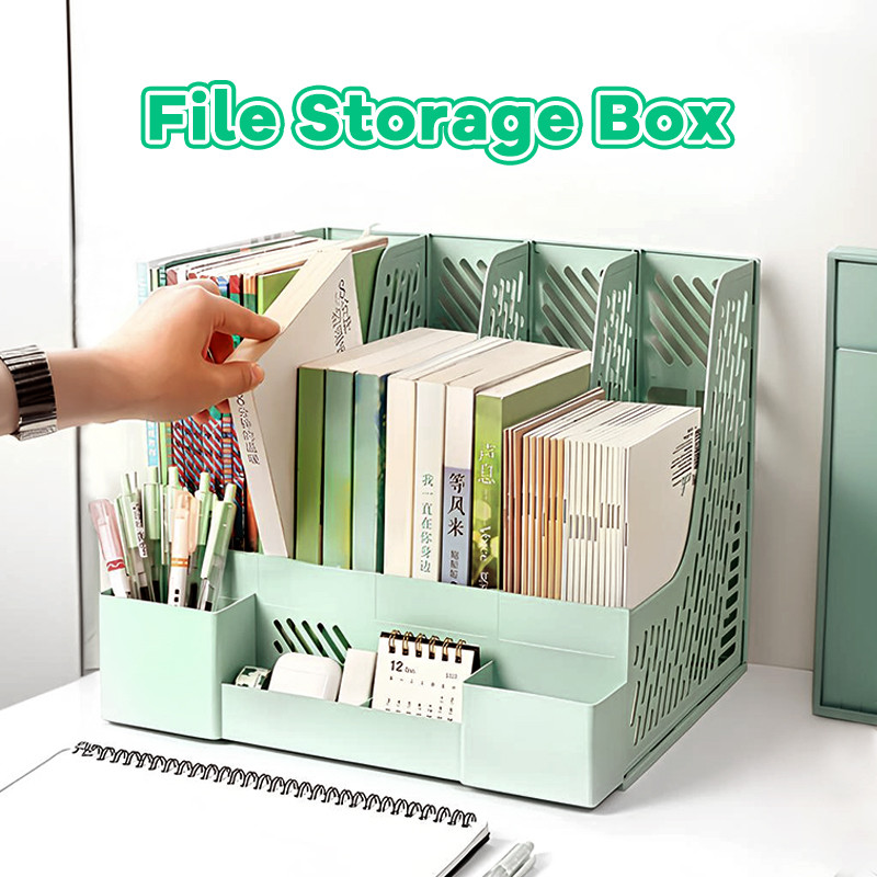 4 Column File Rack Holder Multifunctional Desk Organizers Book ...