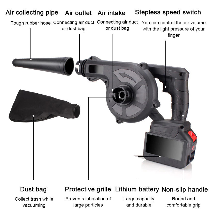 1200W Cordless 2 in 1 Portable Electric Blower Air Blower Vacuum ...