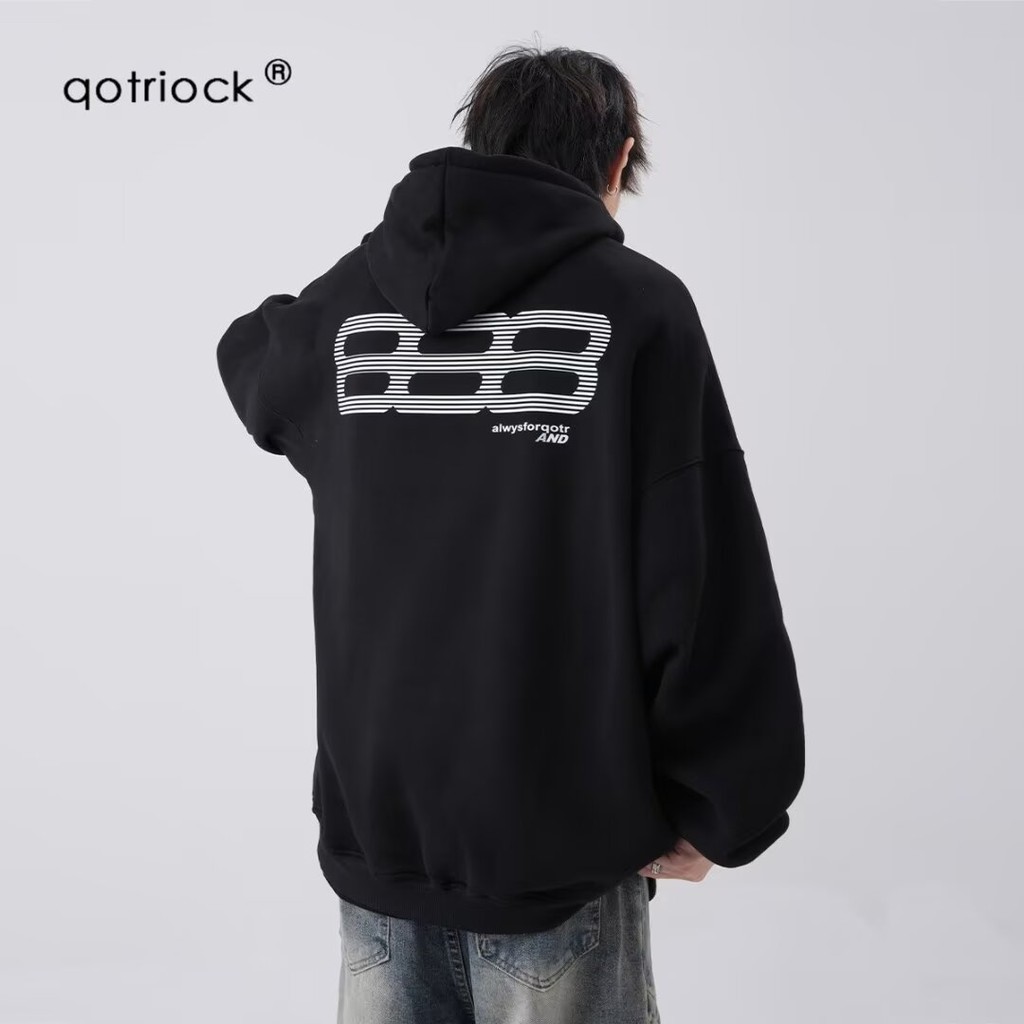 Autumn Ruffian Handsome Street Wear National Trendy Men Black Loose ...