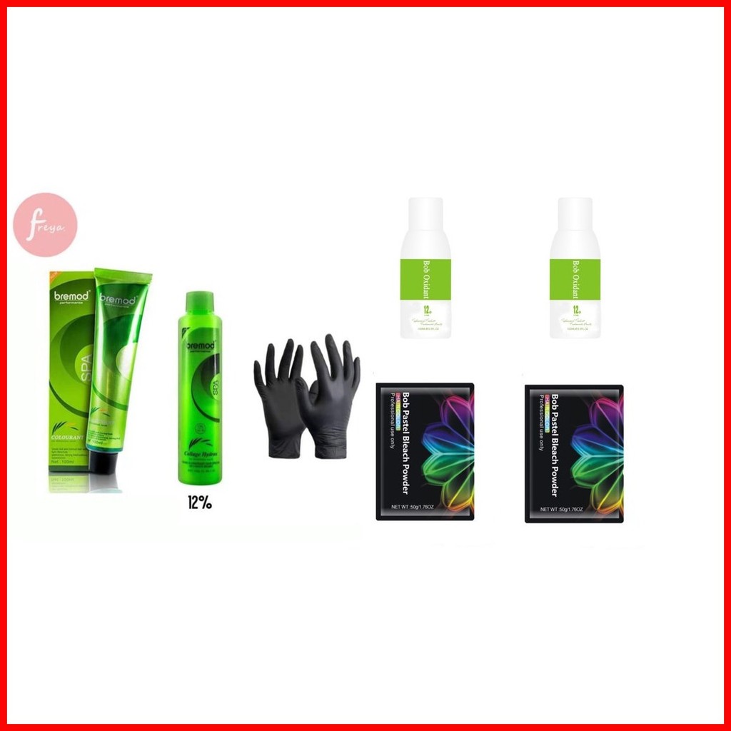 Bremod Permanent Hair Color Set - 3.0 Dark Brown with Oxidnat Bleach ...