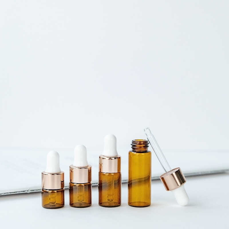 20pcs 5ml 1ml Mini Glass Dropper Brown Color Essential Oil Liquid Drop ...